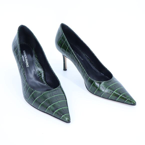 Marion Parke | Shoes | Marion Parke Classic Pump 85 Green Leather Croc ...